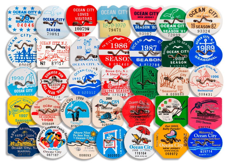 35 Years of Ocean City, NJ Beach Tags. #100636 - Etsy