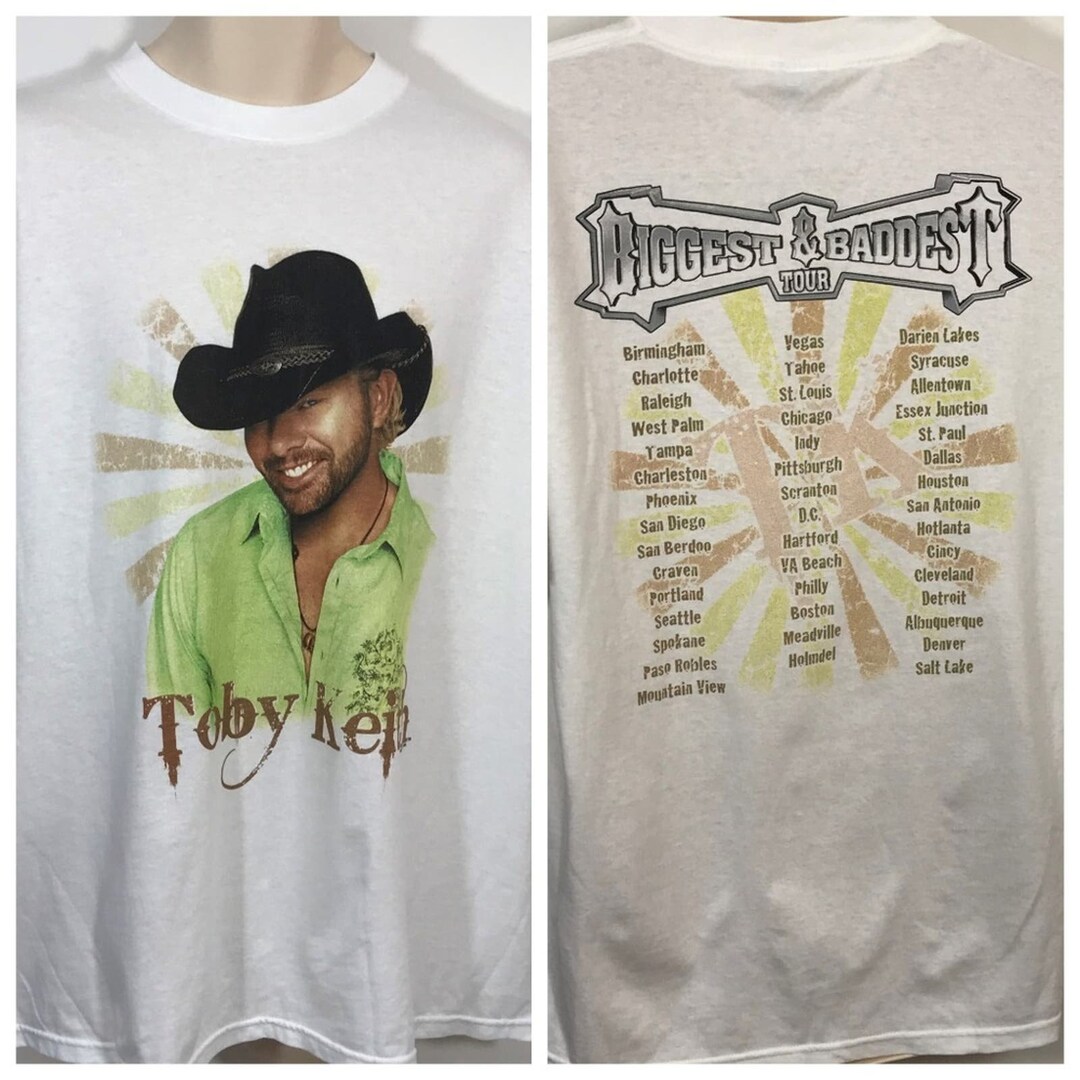 Toby Keith Biggest & Baddest Tour Concert Tshirt White Mens Womens ...