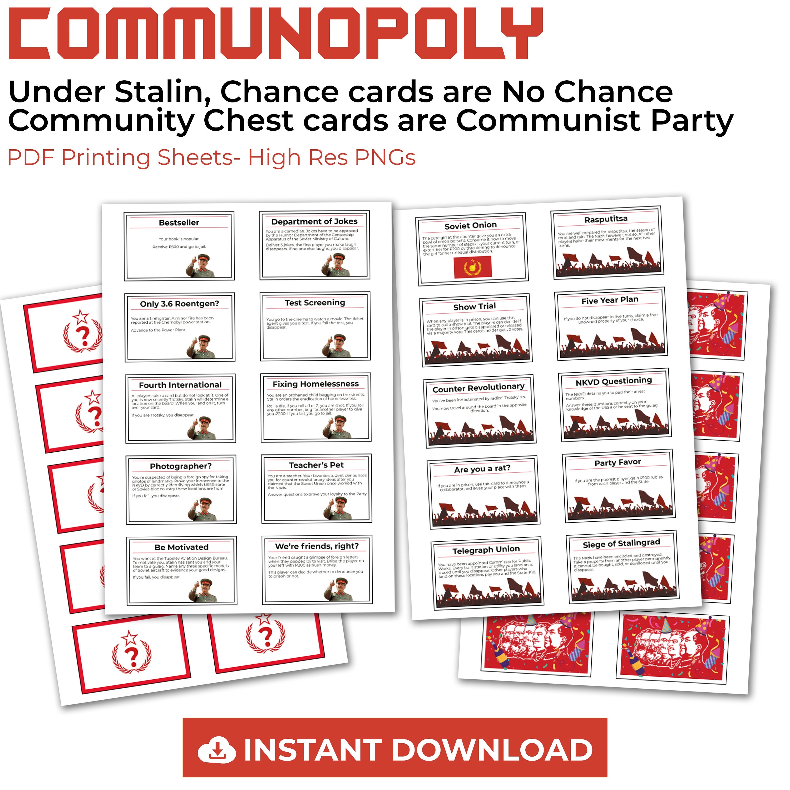 Communopoly Digital Files Pack - Can You Survive Monopoly Run by Stalin ...