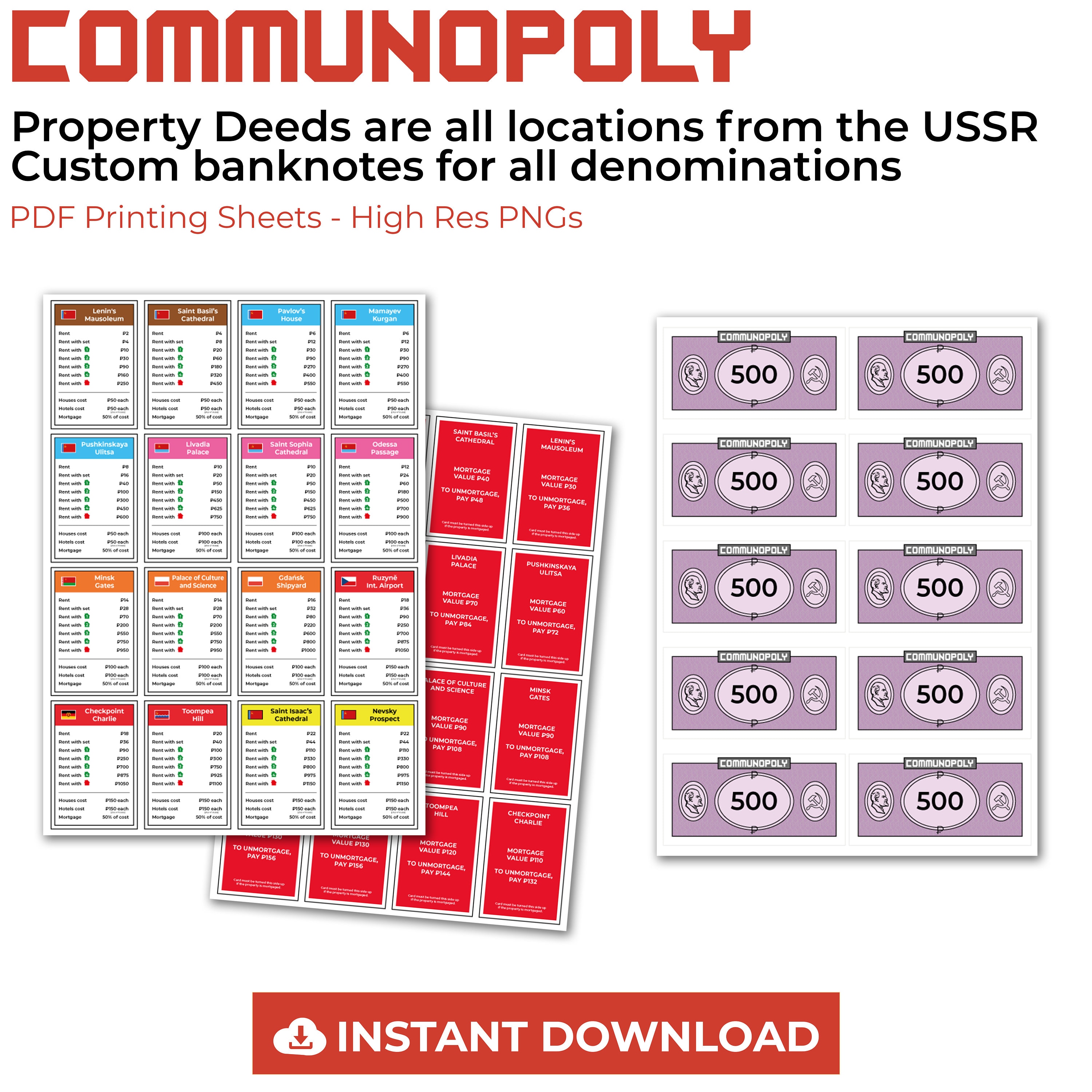Communopoly Digital Files Pack - Can You Survive Monopoly Run by Stalin ...
