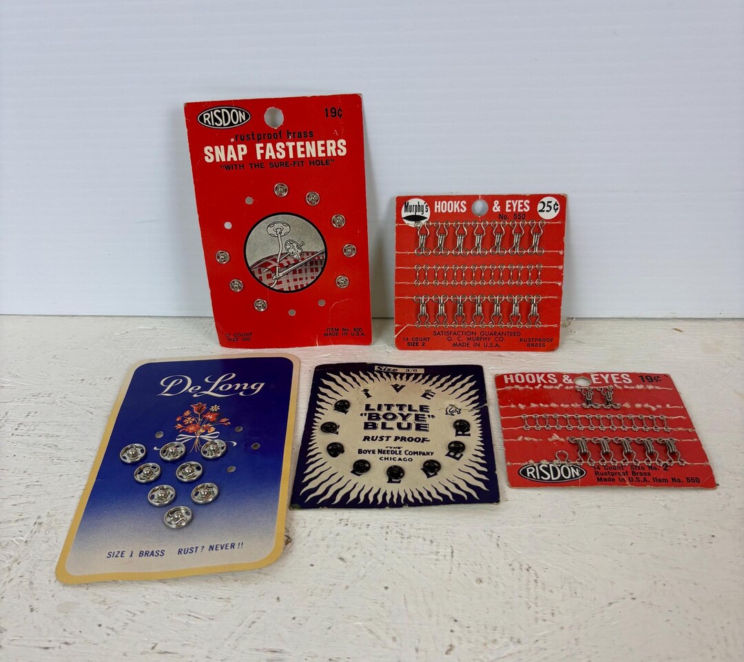 Vintage Sewing Notions Snap Fastener and Hook & Eyes - Etsy
