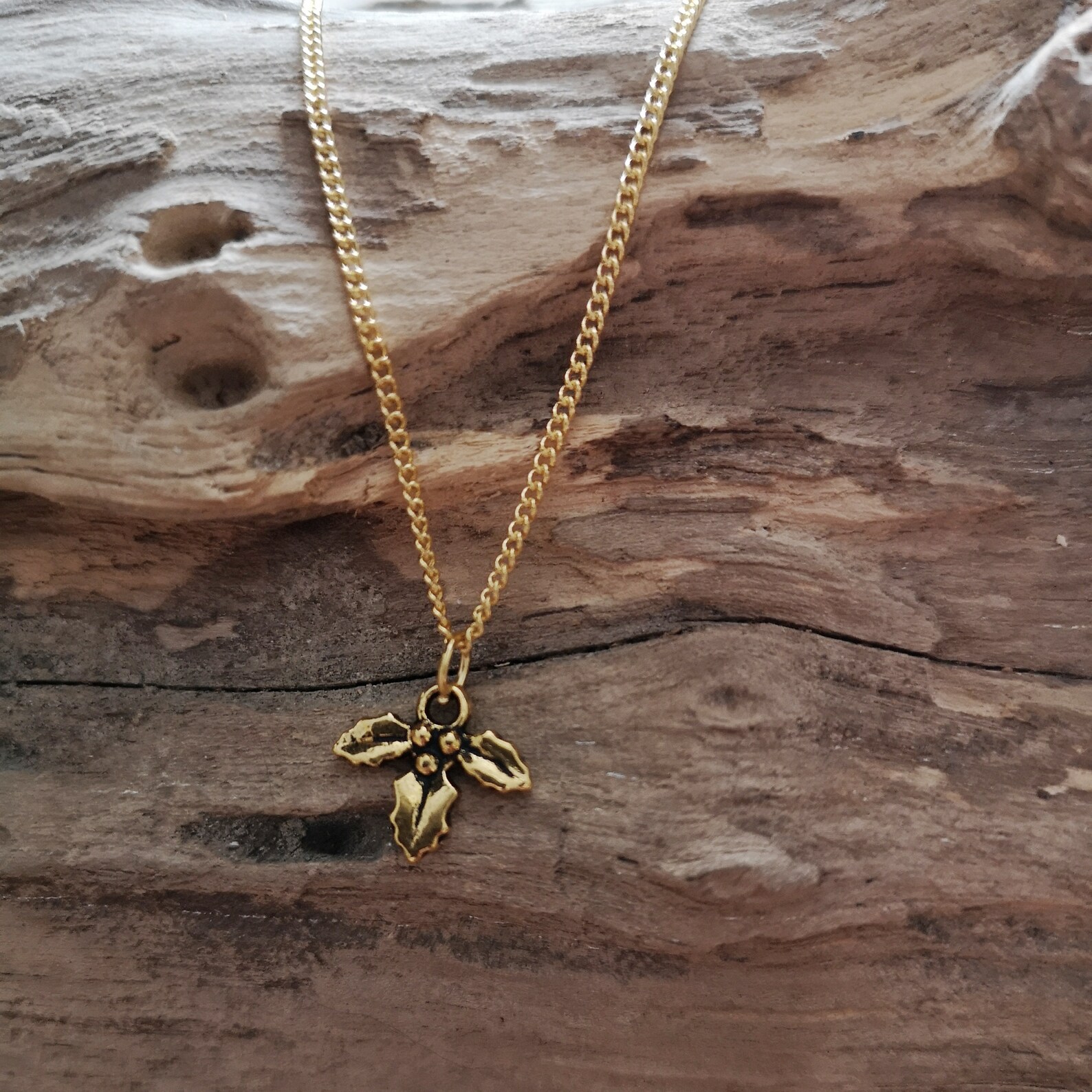 Gold Holly Necklace Festive Jewellery Xmas Gifts Christmas - Etsy UK