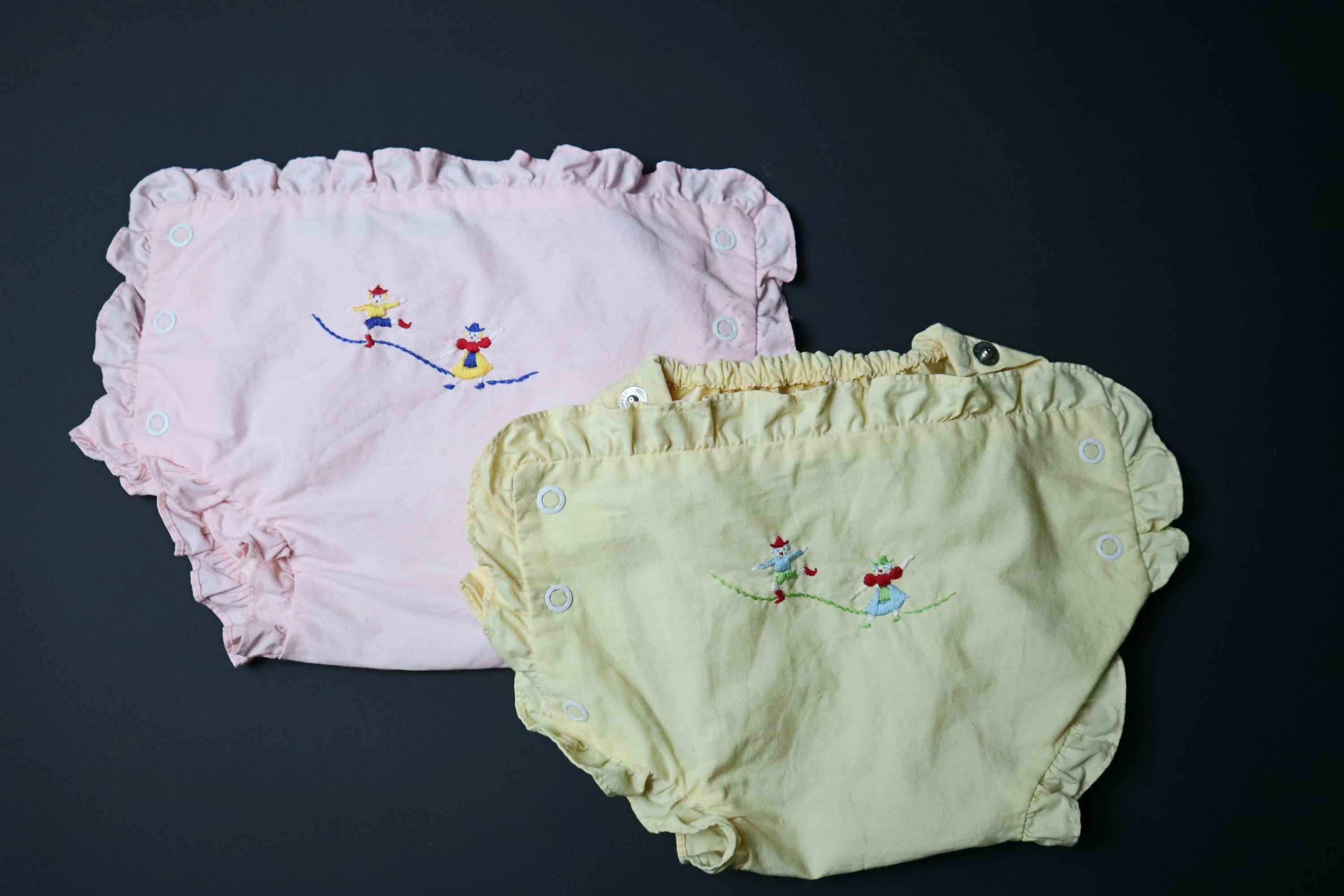 2 Embroidered 1950's Ruffle Diaper Covers Plastic Lined - Etsy