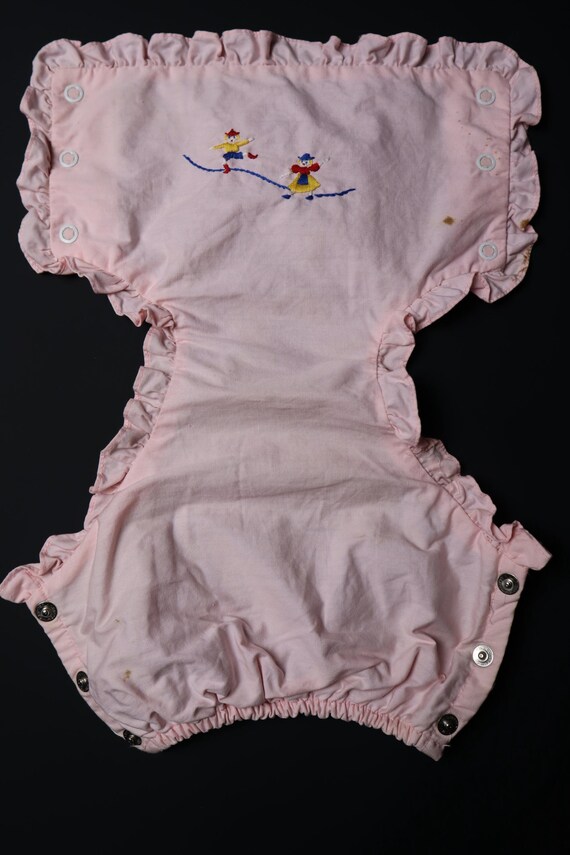 2 Embroidered 1950's Ruffle Diaper Covers Plastic Lin… - Gem