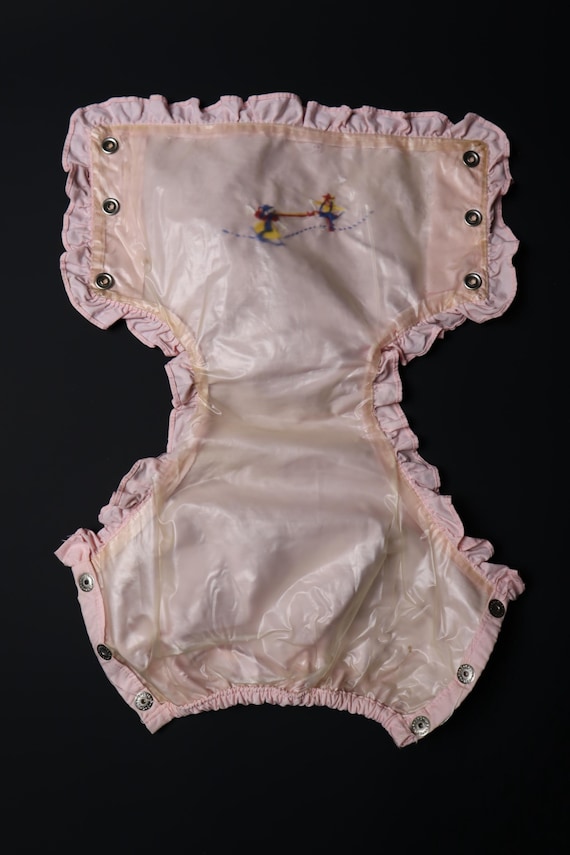 2 Embroidered 1950's Ruffle Diaper Covers Plastic Lin… - Gem
