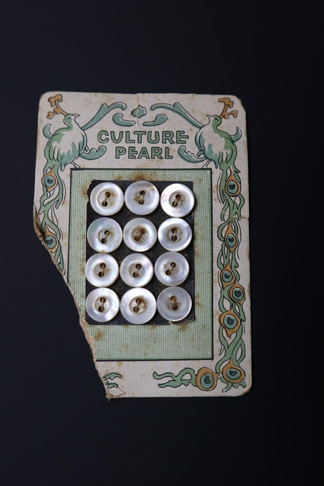 12 Antique Culture Pearl Buttons on Card Art Nouveau 1920's - Etsy