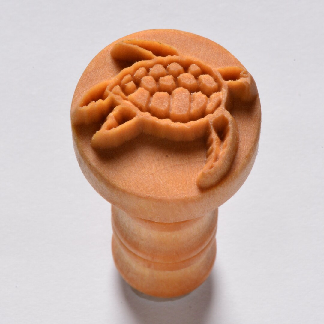 Scm-216 Medium Round Wood Pottery Stamp Sea Turtle 3 - Etsy
