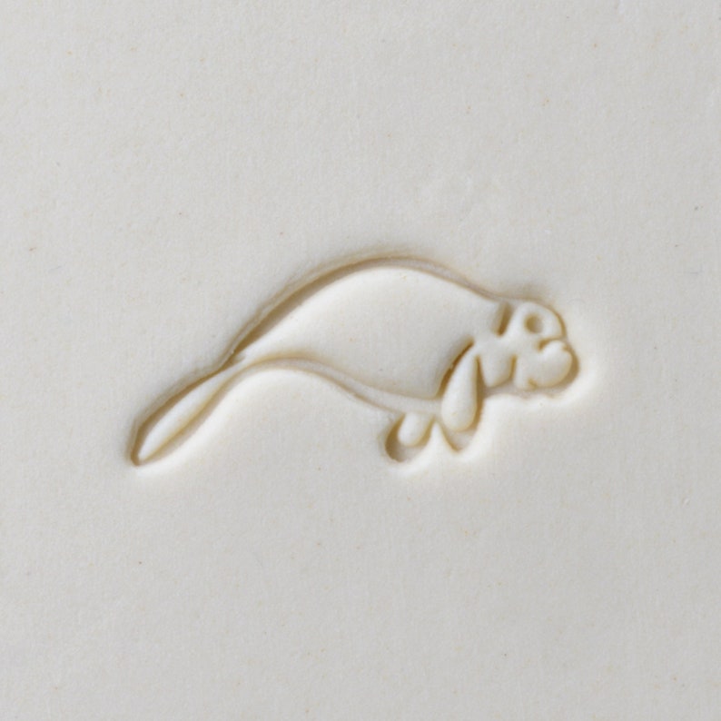 Scl-080 Large Round Wood Pottery Stamp Manatee - Etsy