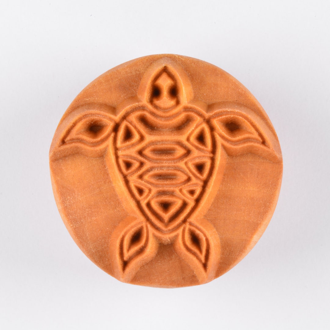 Scl-035 Large Round Wood Pottery Stamp - Sea Turtle - Etsy