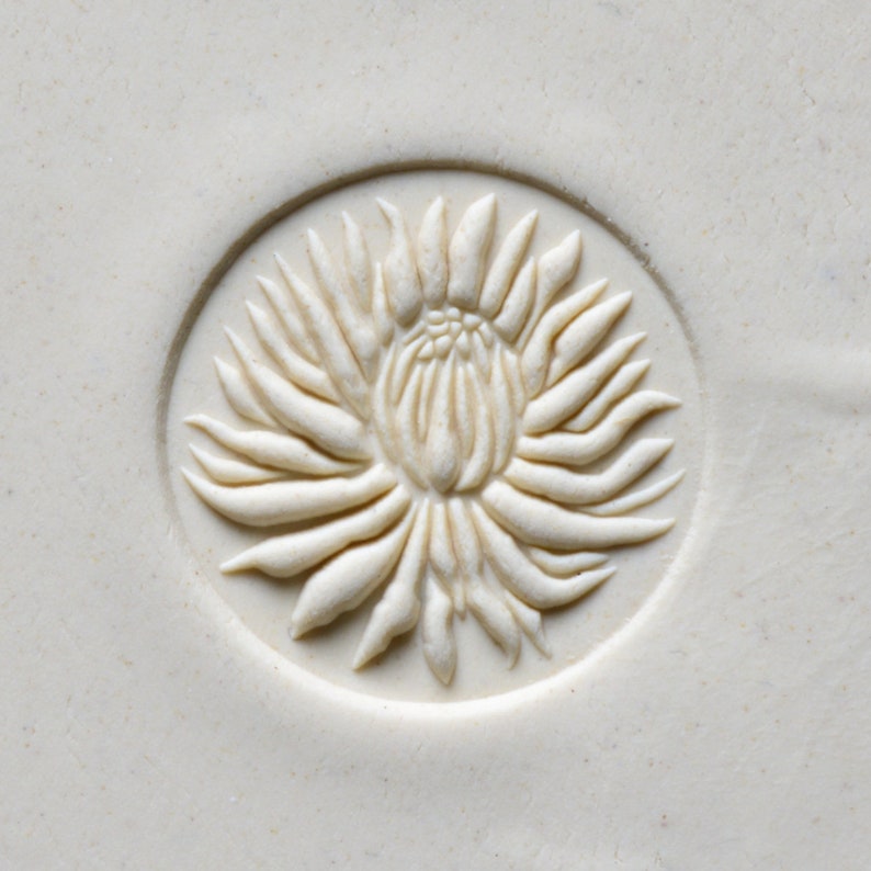 Scl-045 Large Round Wood Pottery Stamp Chrysanthemum - Etsy