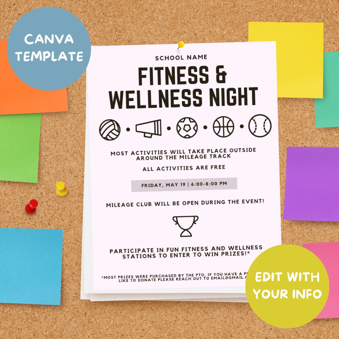 Editable, Fitness Night Flyer, School Fundraiser, Fundraising Template ...