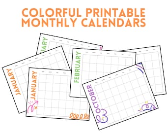 Colorful Blank Calendar Printable Instant Download - Etsy