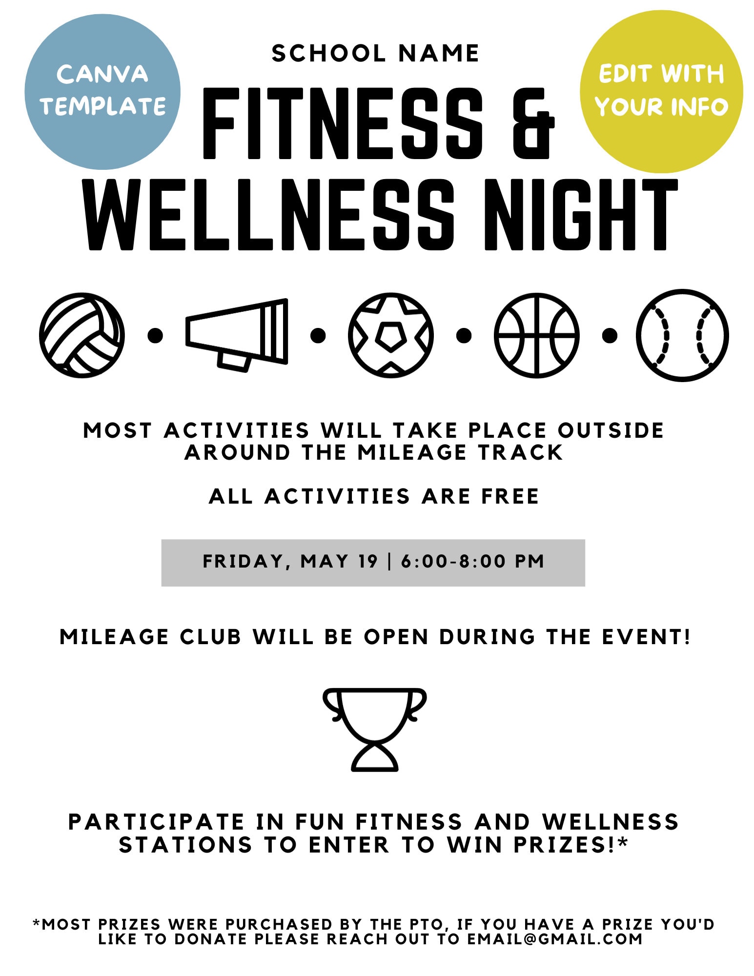 Editable, Fitness Night Flyer, School Fundraiser, Fundraising Template ...