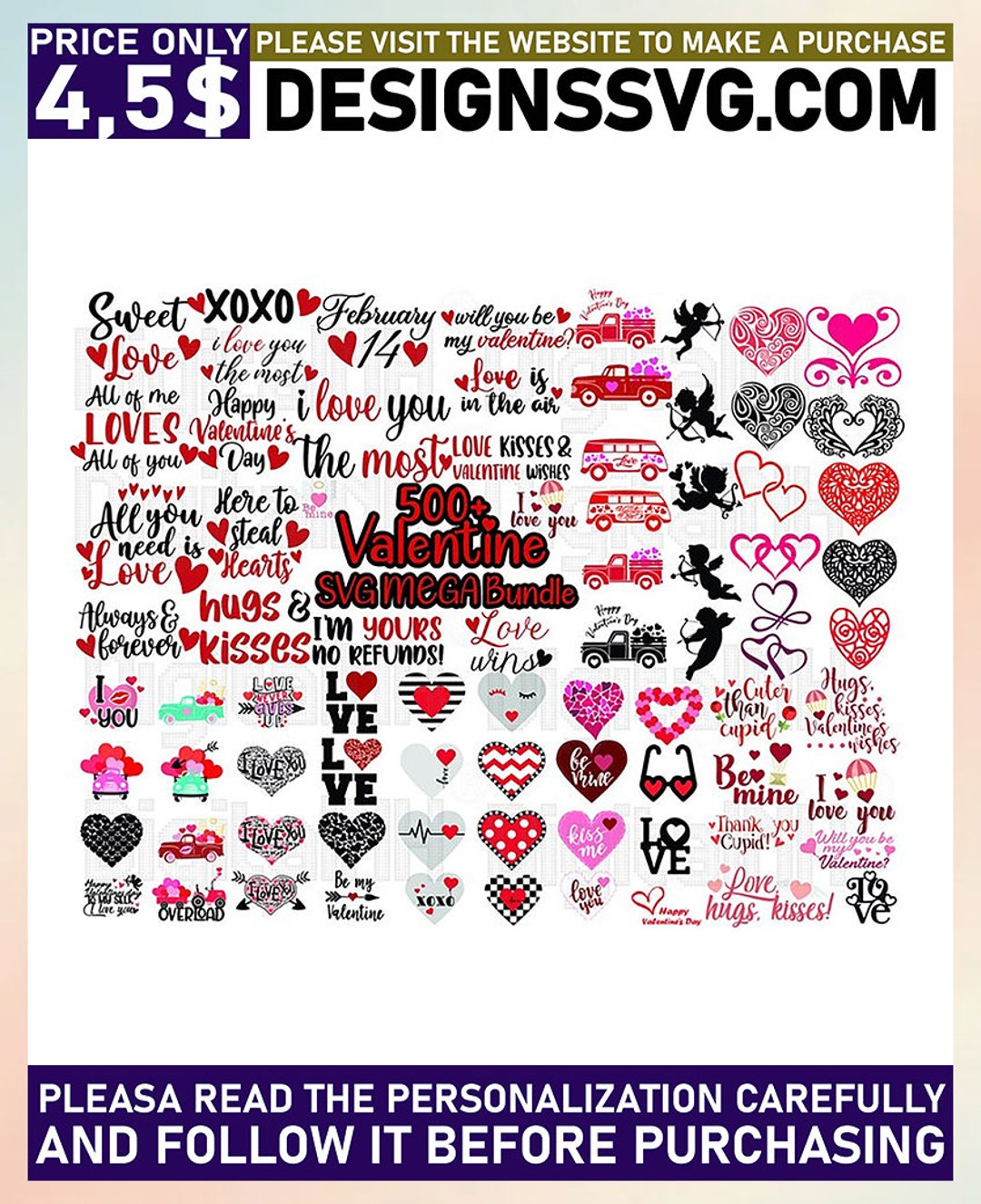 Más de 500 paquetes SVG MEGA del Día de San Valentín, SVG del Día de ...