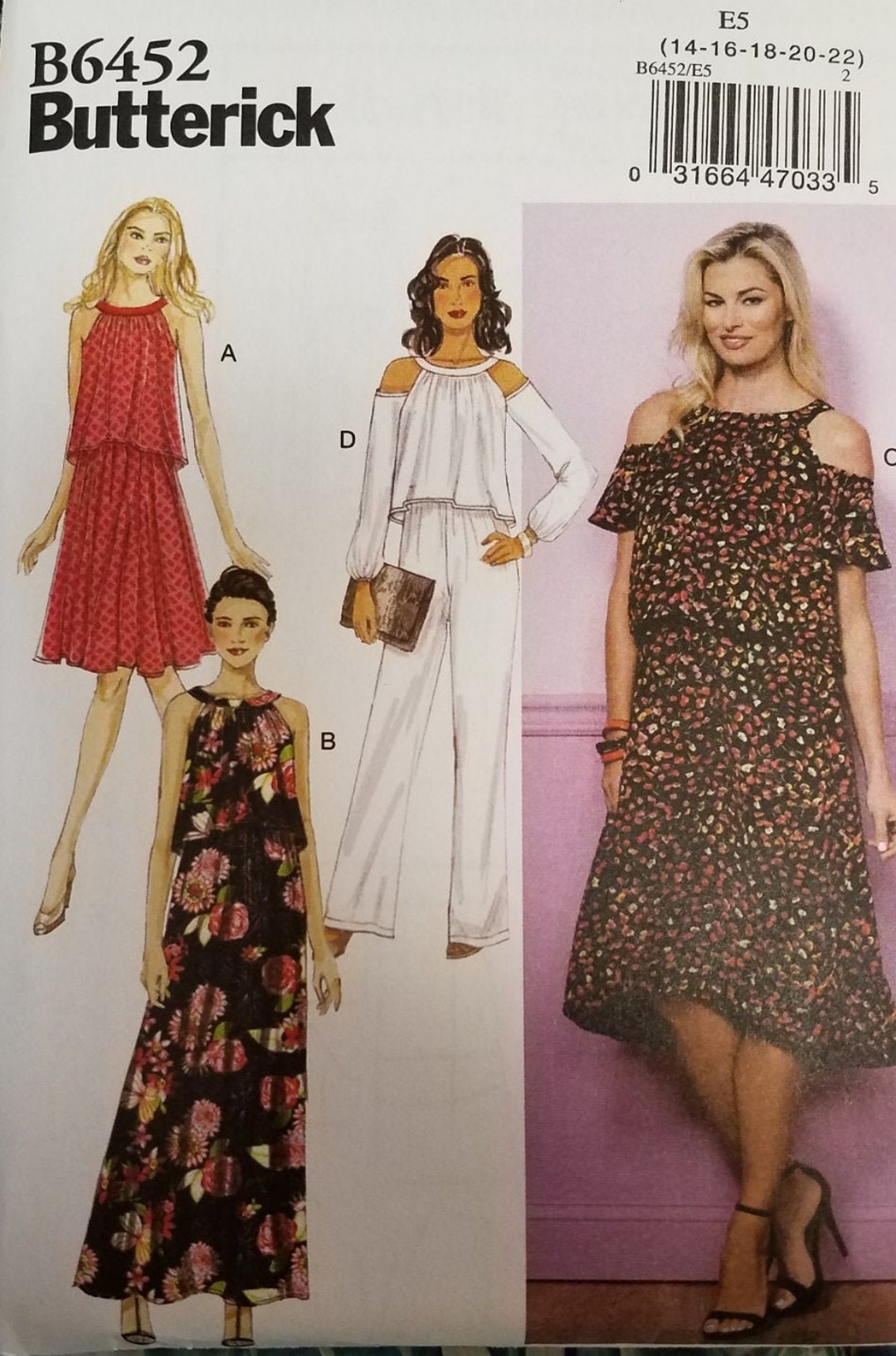 Butterick 6452 Sewing Pattern, Sizes 14-16-18-20-22 - Etsy