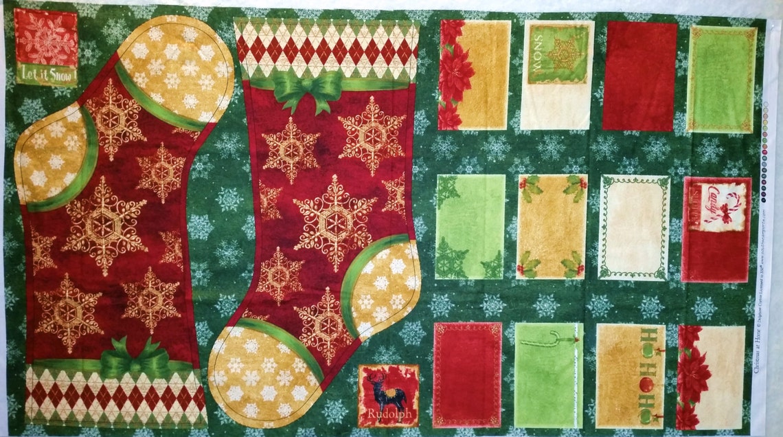 Christmas at Home Stocking Panel - Etsy