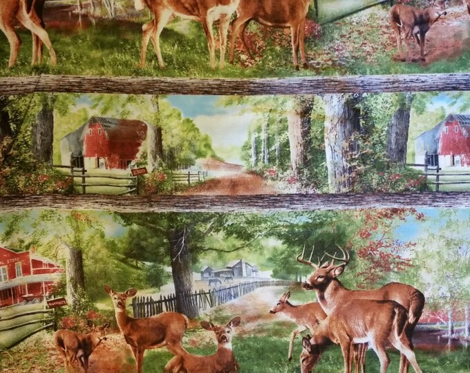 Friendly Visitors - Whitetail Deer Border Stripe Fabric - Etsy