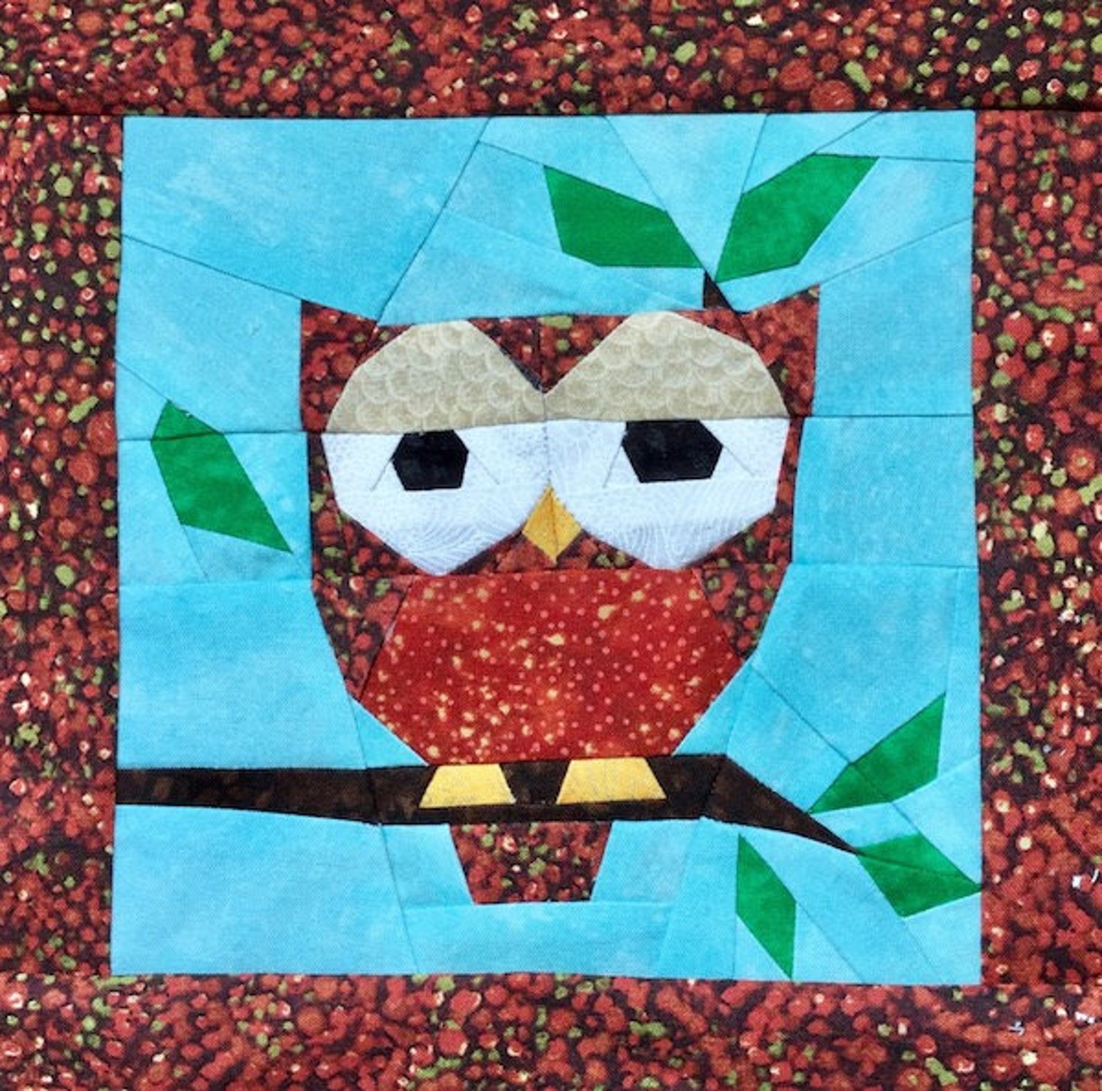 Owl on Branch Quilt Block Paper Pieced Pattern | Etsy Canada