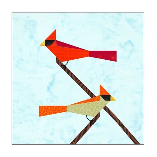 Quilt Pattern Cardinal Paper Pieced Cardinal Quilt Block - Etsy
