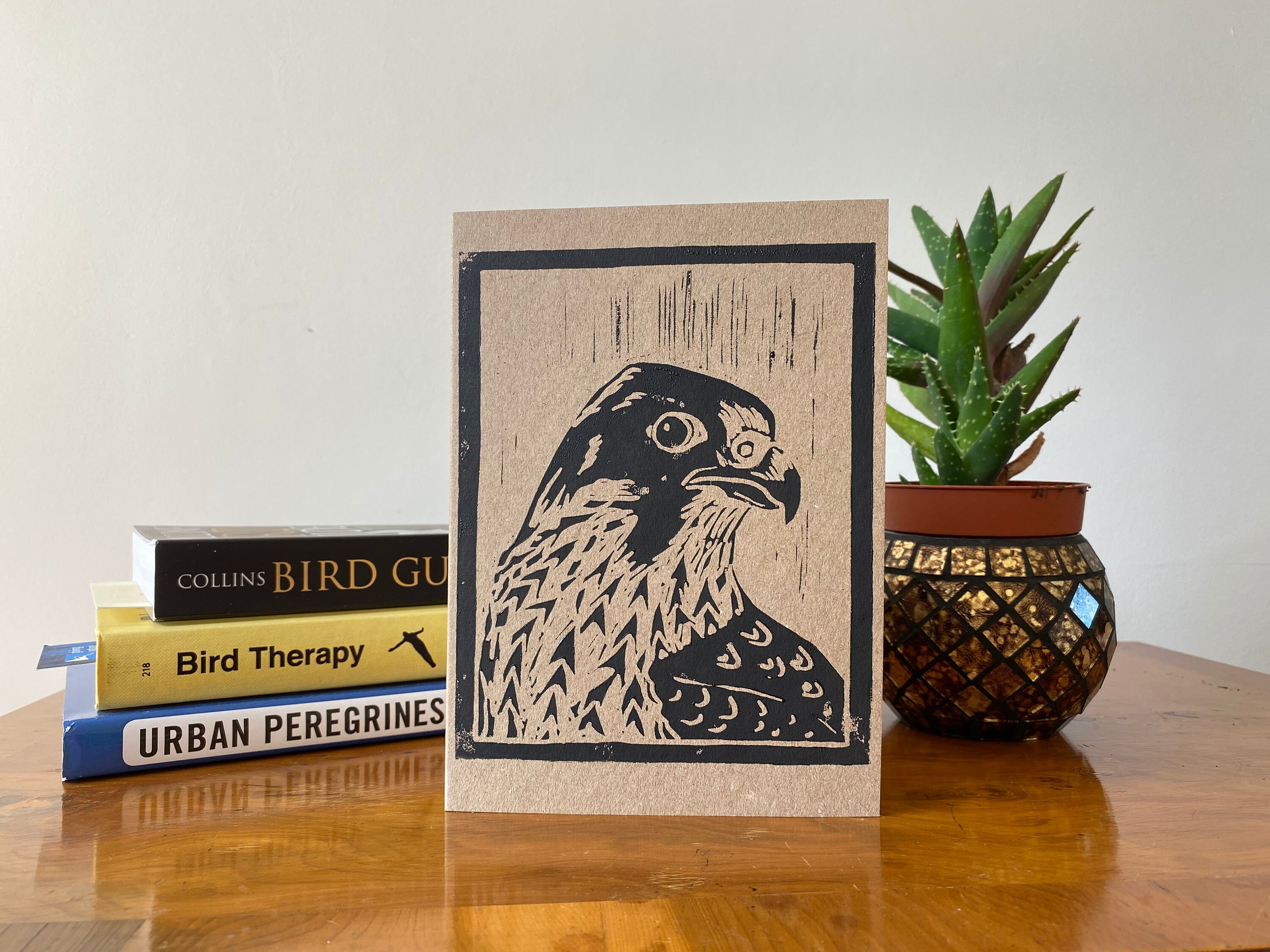 Peregrine Falcon Linoprint Greetings Card - Etsy UK