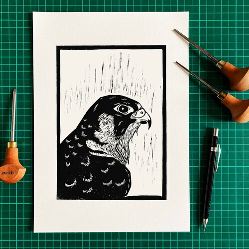 Kingfisher Lino Print Linocut Bird Art - Etsy