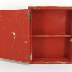 Distressed Red Medicine Cabinet - Handmade Painted White Cross First ...