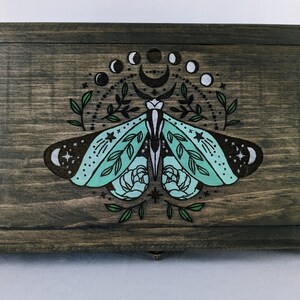 Celestial Luna Moth Engraved Wooden Box - Handcrafted Pagan Jewelry ...