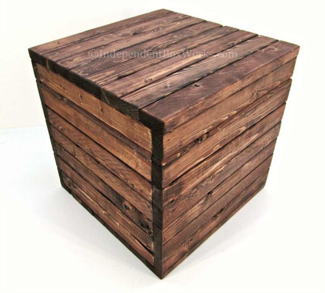 12 Inch Storage Cube Rustic Wooden Crate With Lid Keepsake Box, Memory ...