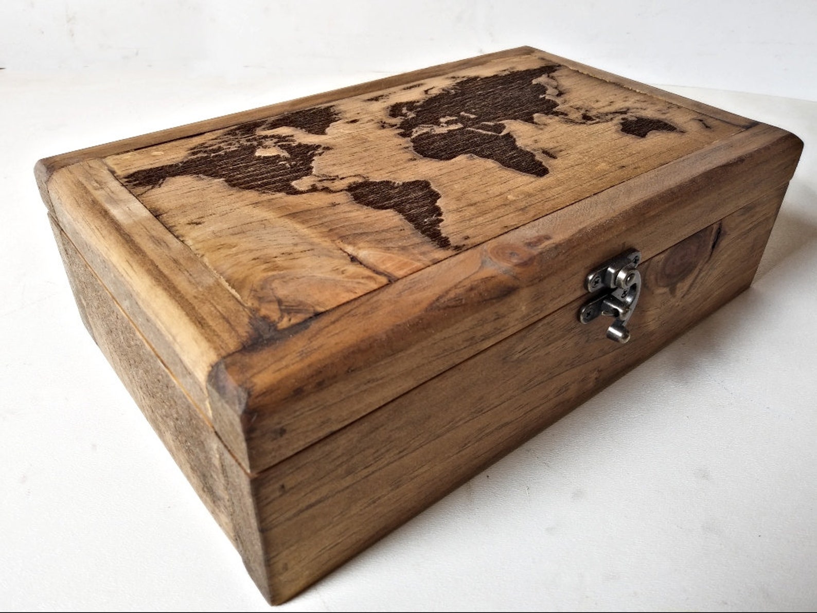 World Map Box Adventure Gift Box Photo Storage Case Rustic | Etsy