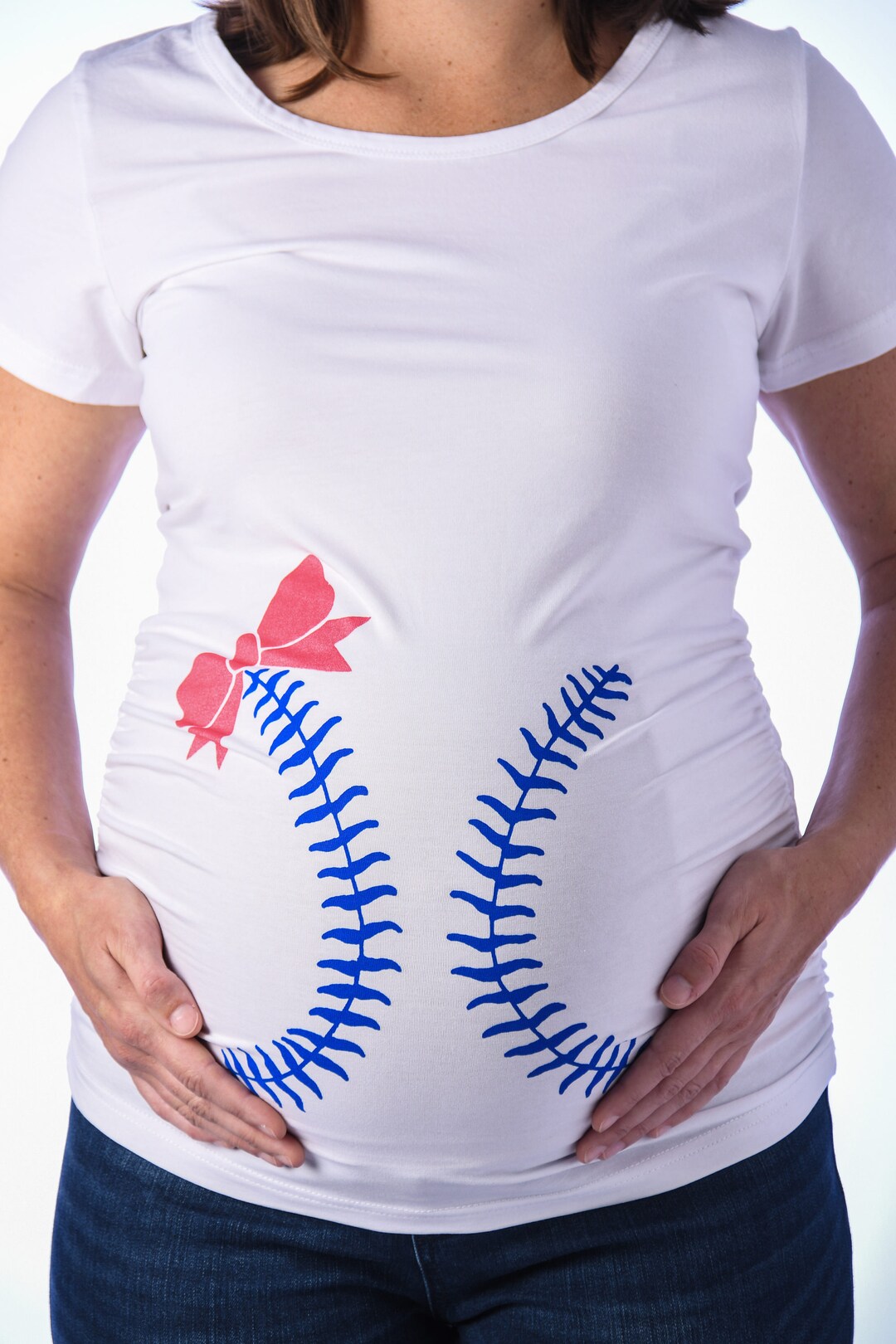 Baseball or Bows Gender Reveal Maternity Shirt Baseball - Etsy