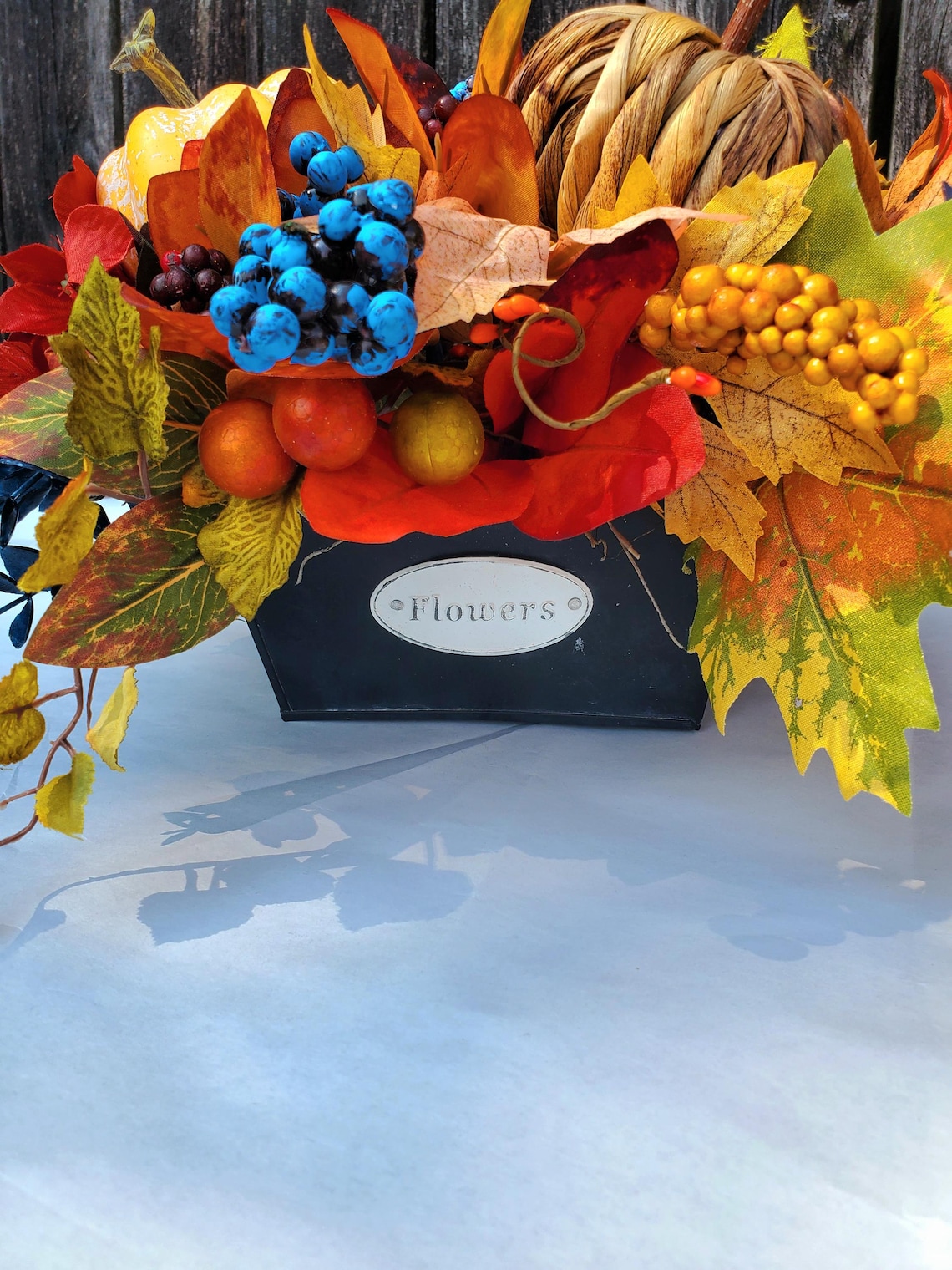 Blue Fall Centerpiece, Navy Blue Fall Decor, Designer Fall Arrangement ...