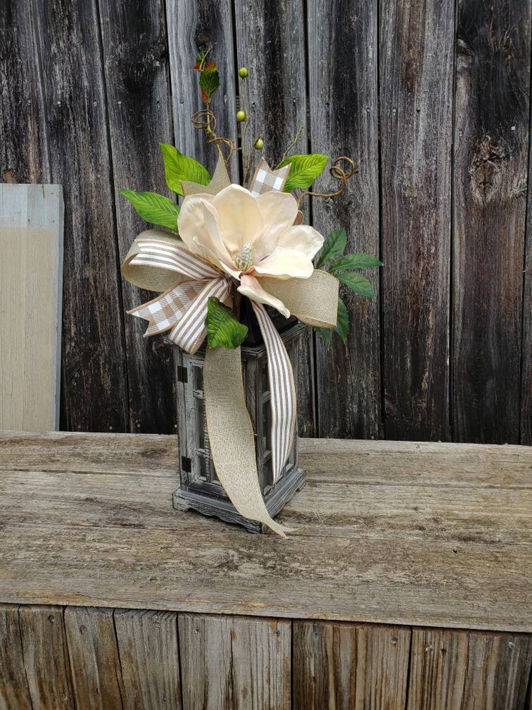 Magnolia Lantern Swag, Neutral Magnolia Lantern Swag, Magnolia Lantern ...