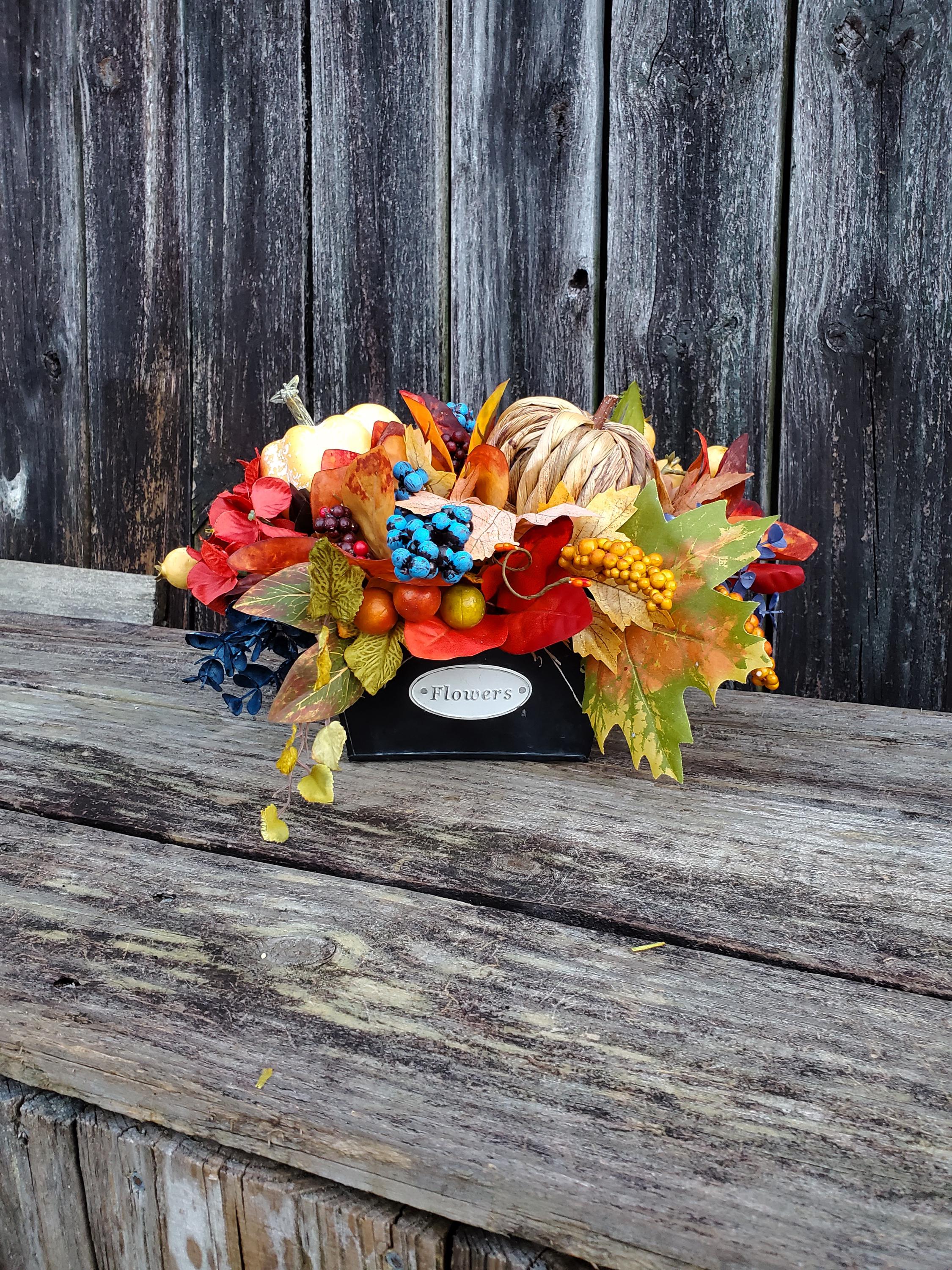 Blue Fall Centerpiece, Navy Blue Fall Decor, Designer Fall Arrangement ...