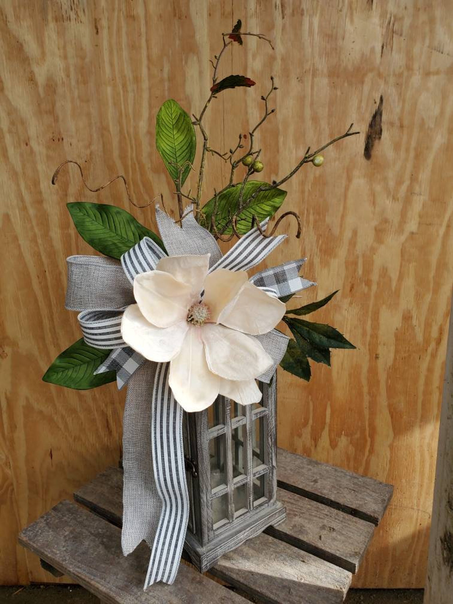 Magnolia Lantern Swag, Neutral Magnolia Lantern Swag, Magnolia Lantern ...