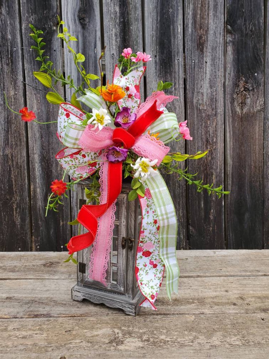 Spring Lantern Bow, Spring Lantern Swag, Floral Lantern Topper ...