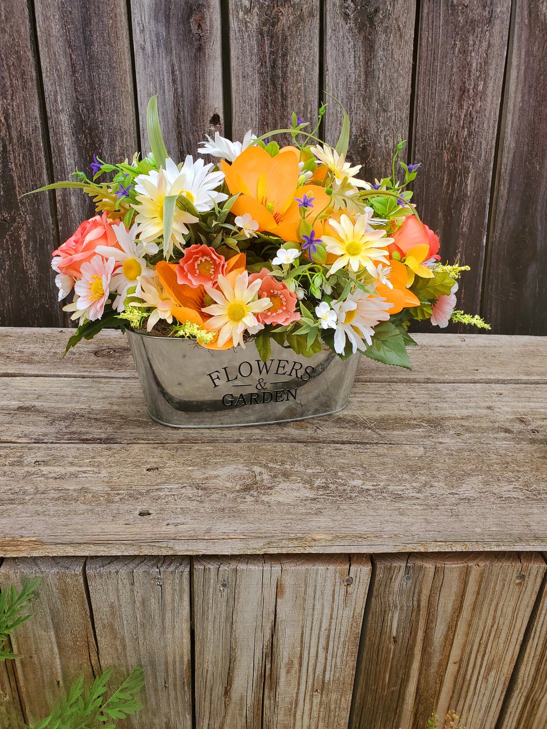 Rustic Table Centerpiece, Farmhouse Floral Arrangement, Floral Kitchen ...