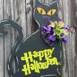 Black Cat Door Hanger,gothic Black Cat Decor,whimsical Halloween Cat ...