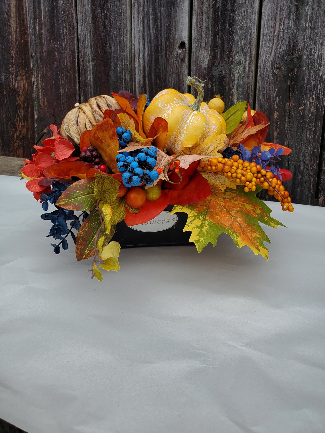 Blue Fall Centerpiece, Navy Blue Fall Decor, Designer Fall Arrangement ...