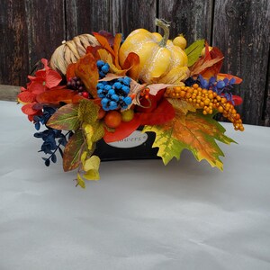 Blue Fall Centerpiece, Navy Blue Fall Decor, Designer Fall Arrangement ...