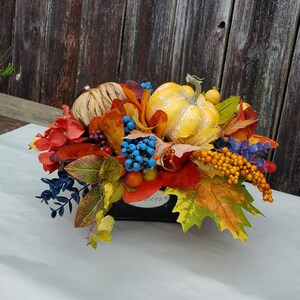 Blue Fall Centerpiece, Navy Blue Fall Decor, Designer Fall Arrangement ...