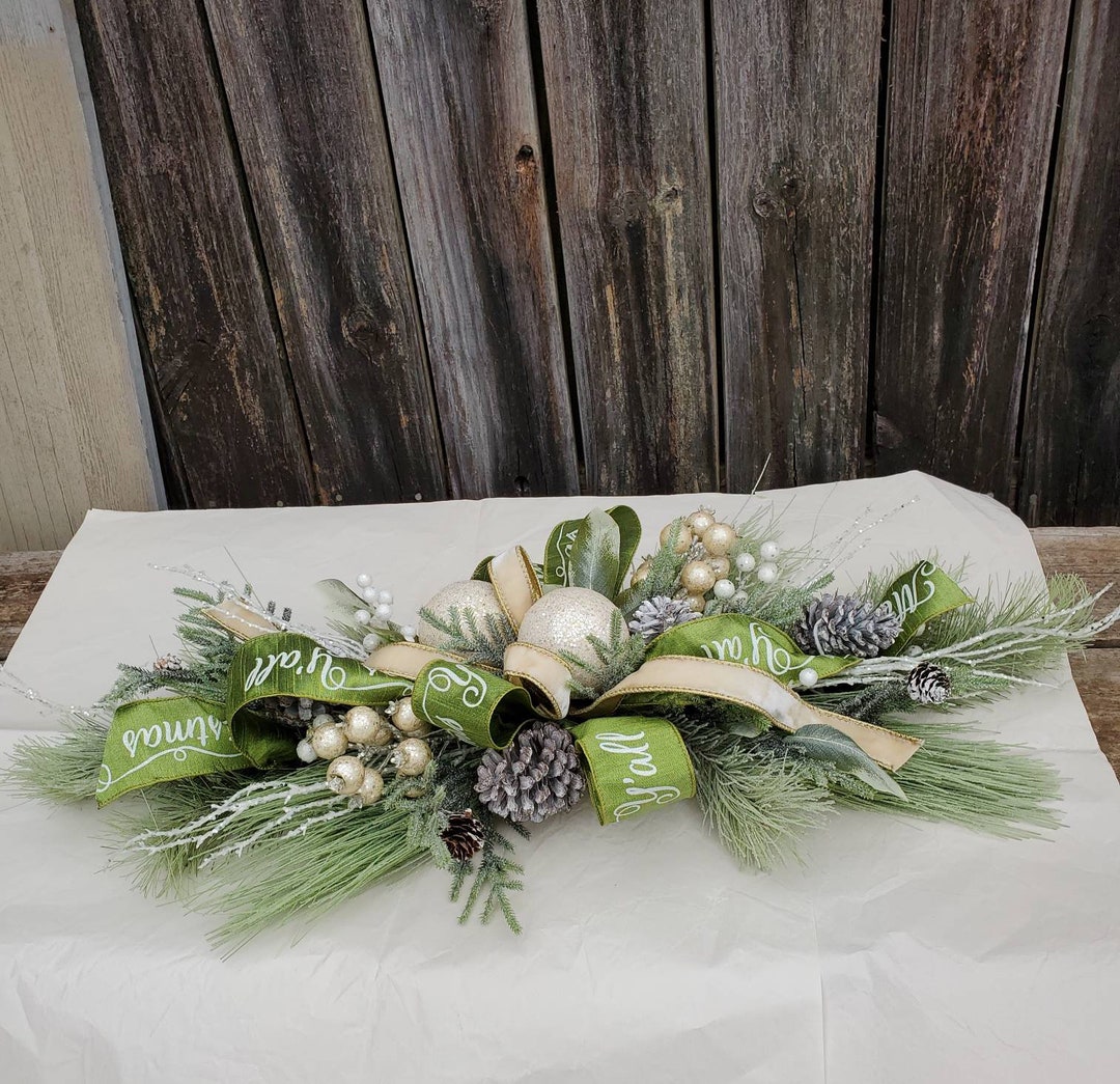 Winter Table Centerpiece, Christmas Table Centerpiece, Winter Farmhouse ...