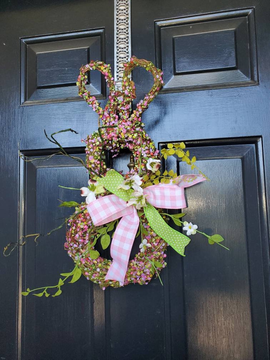 Easter Bunny Doorhanger, Bunny Door Wreath, Spring Bunny Decor for Home ...