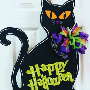 Black Cat Door Hanger,gothic Black Cat Decor,whimsical Halloween Cat ...
