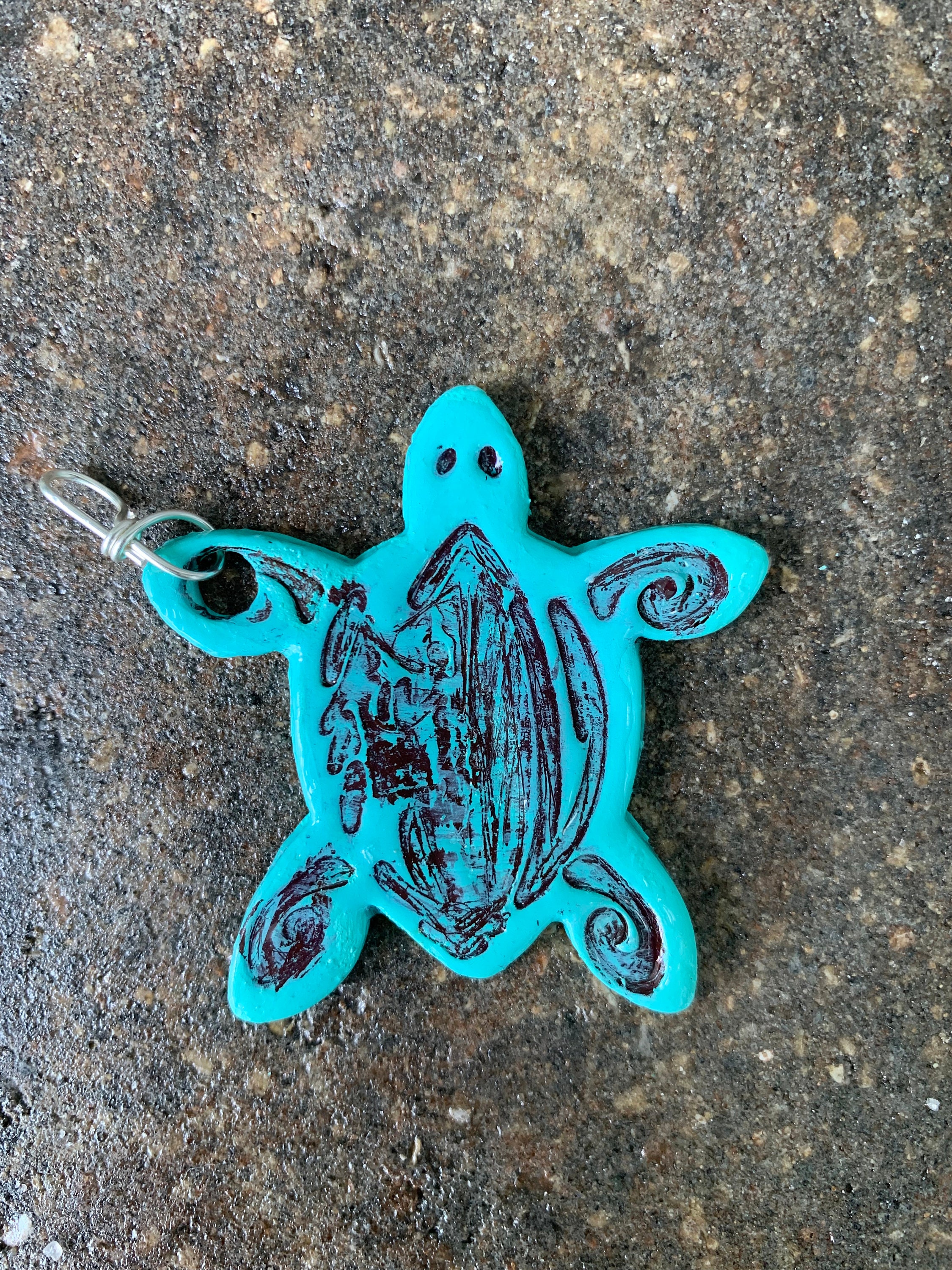Boho Islands Unique Turtle With Surfboard Design, Clay Pendant. - Etsy