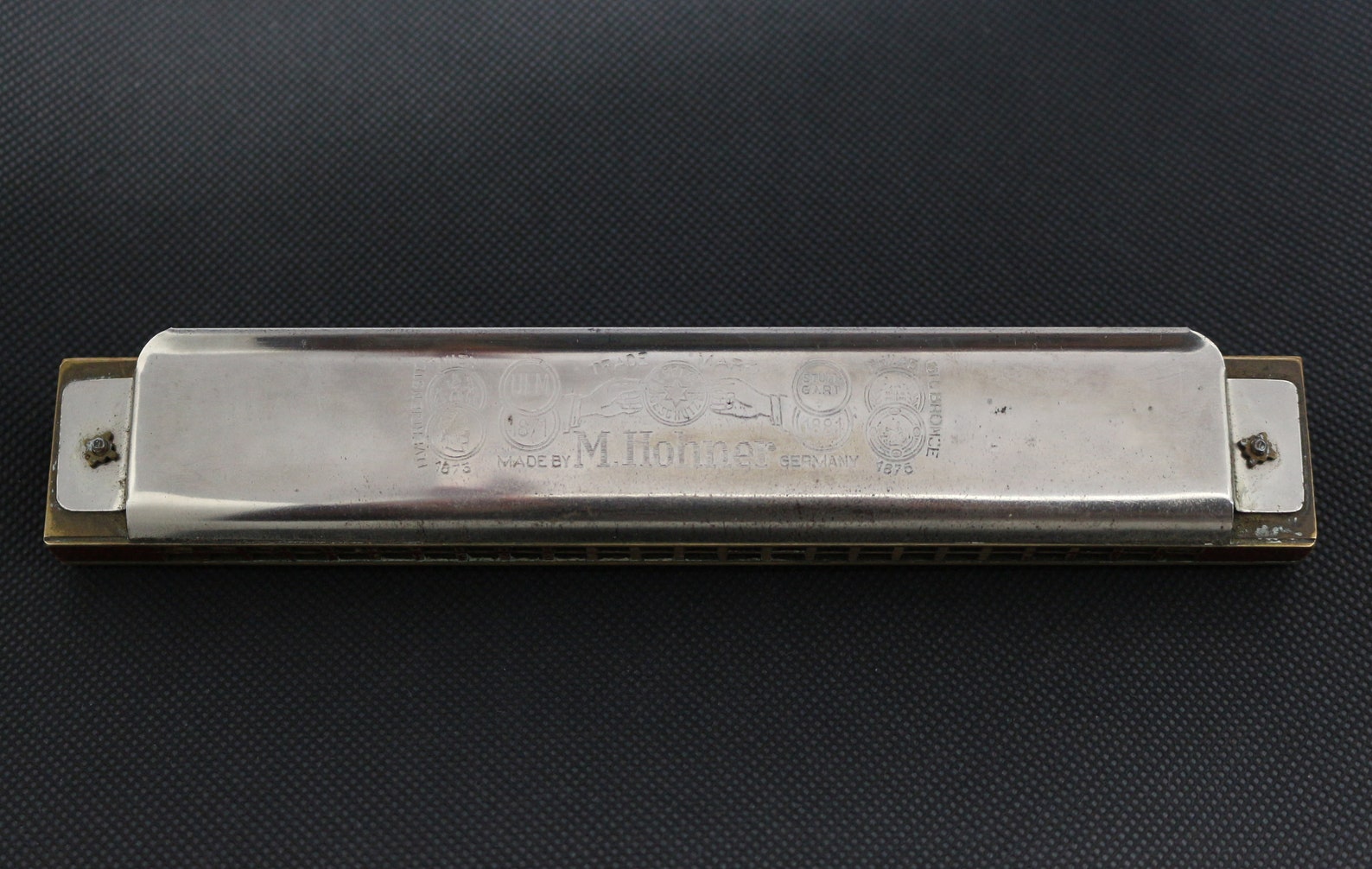 Antique M.hohner ECHO Bell Metal Reeds C Real Brass Plate Harmonica ...