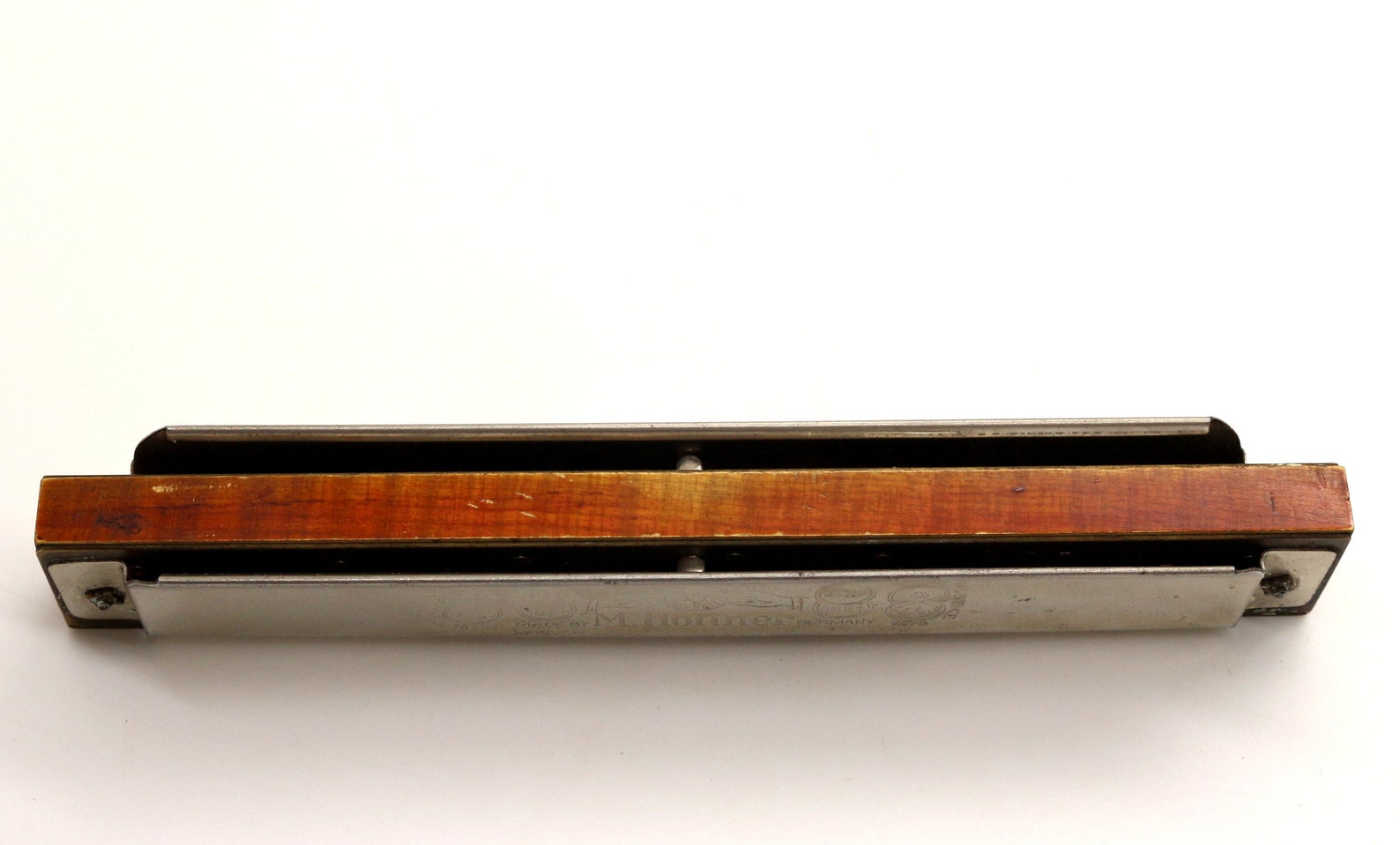 Antique M.hohner ECHO Bell Metal Reeds C Real Brass Plate Harmonica ...