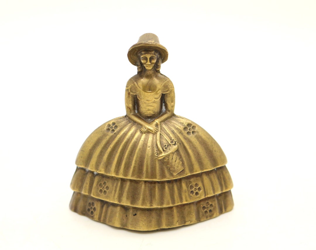 Vintage Crinoline Lady Figurine Brass Table Bell Display Ornament ...