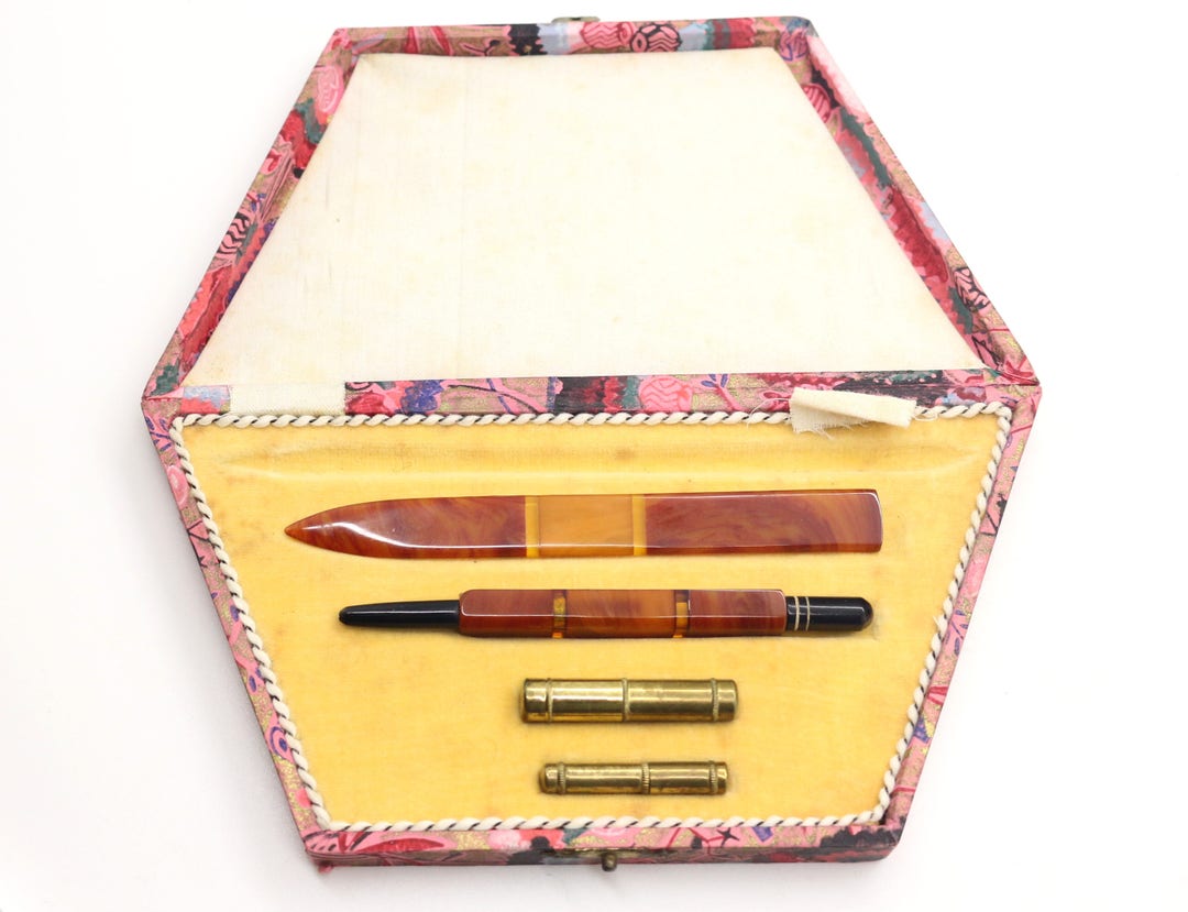 Art Deco Real BAKELITE Writing Set Original Box Antique Pencil Letter ...