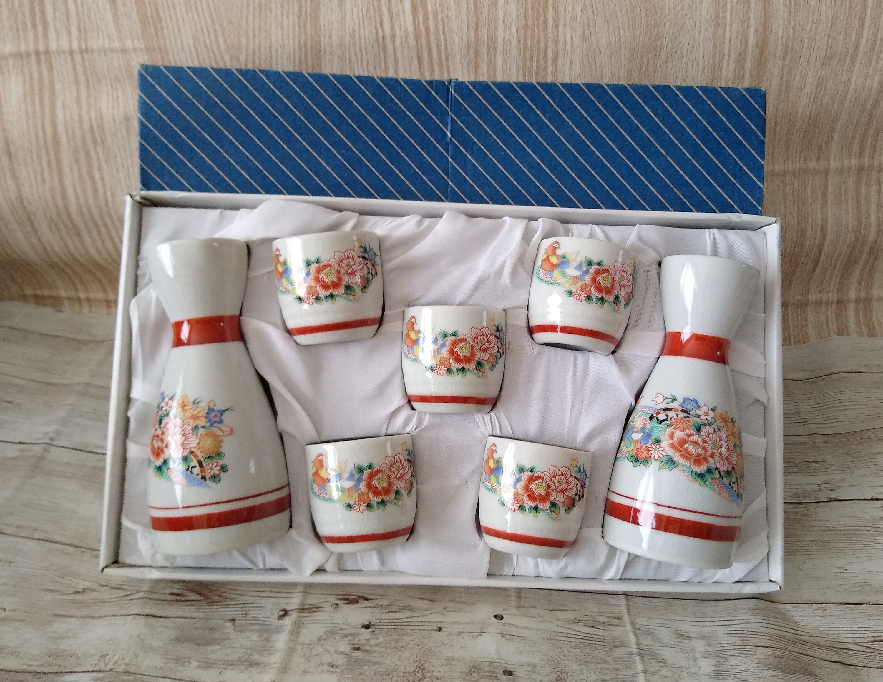 Japanese SAKE Set 2 Bottles 5 Cups in Original Box Vintage | Etsy