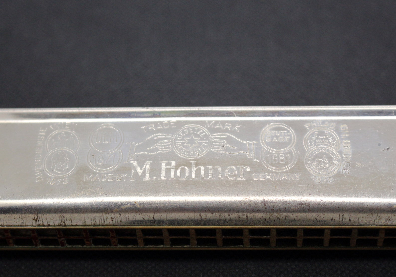Antique M.hohner ECHO Bell Metal Reeds C Real Brass Plate Harmonica ...